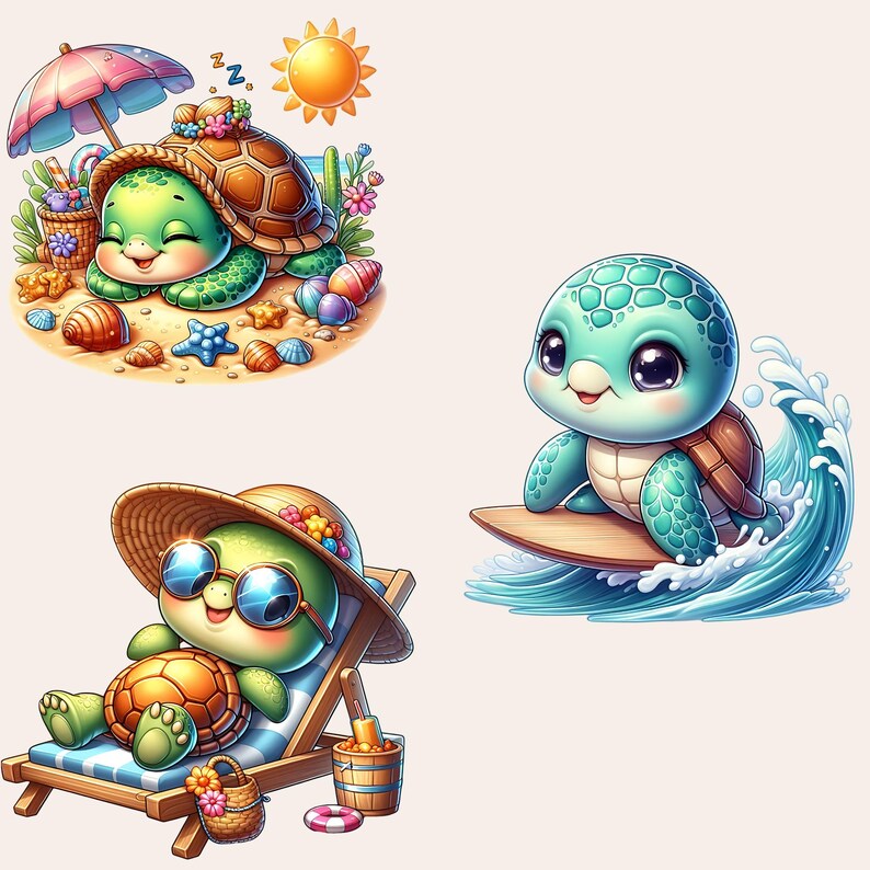 20 Summer Baby Turtle Clipart, Beach Turtle Clipart, Cute Sea Turtle ...