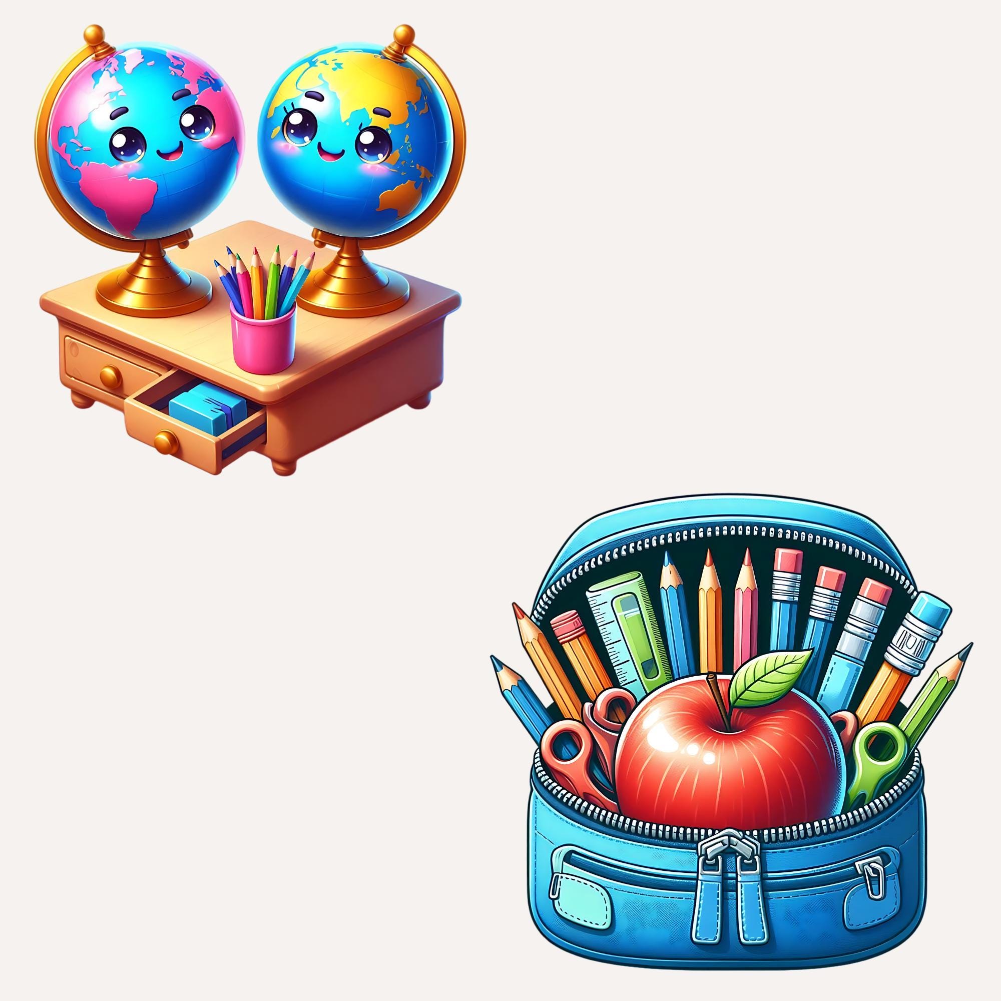14 Back to School Supplies Clipart, School Supplies PNG Bundle, School ...
