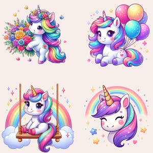 22 Unicorn Clipart Bundle, Cute Unicorn PNG, Magical Unicorn Clipart ...