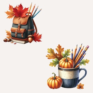 22 Autumn Back to School Clipart, Autumn School Clipart, Back to School ...