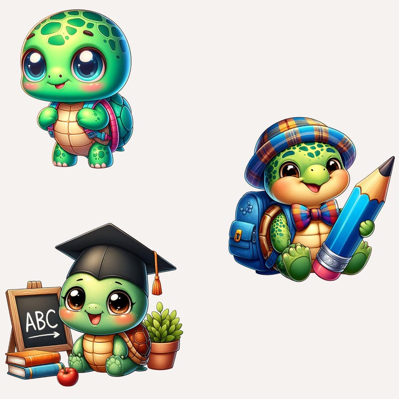 18 Back to School Turtle Clipart, School Turtle Clipart, Baby Turtle ...