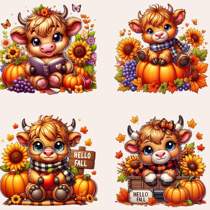 30 Cute Fall Animals Clipart, Autumn Baby Animals PNG, Fall Woodland ...