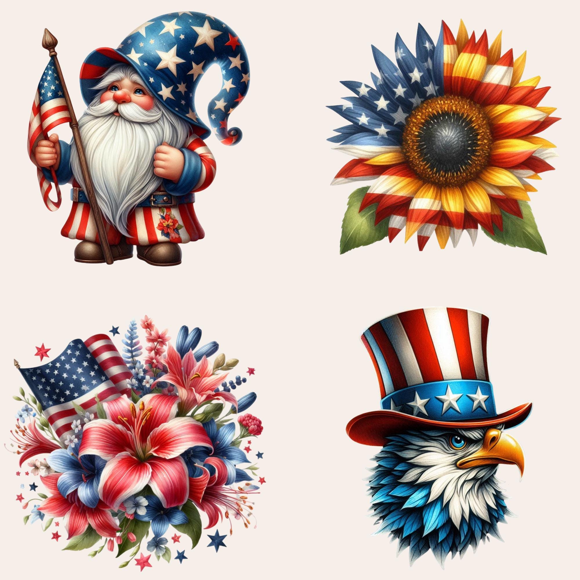 4th July Clipart Bundle, 22 Patriotic Clipart, Patriotic Eagles PNG ...