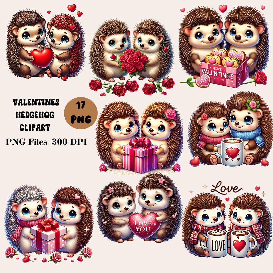 17 Valentines Hedgehog Clipart, Cute Hedgehog Couple PNG, Valentine's ...