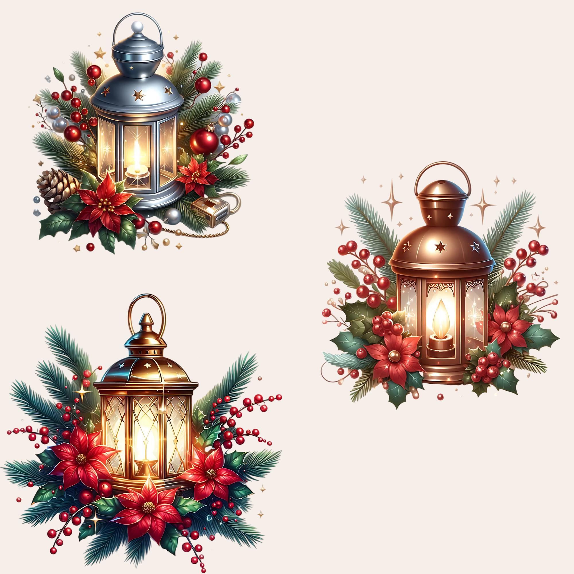 19 Christmas Lantern Clipart, Christmas Lantern PNG Bundle, Festive ...