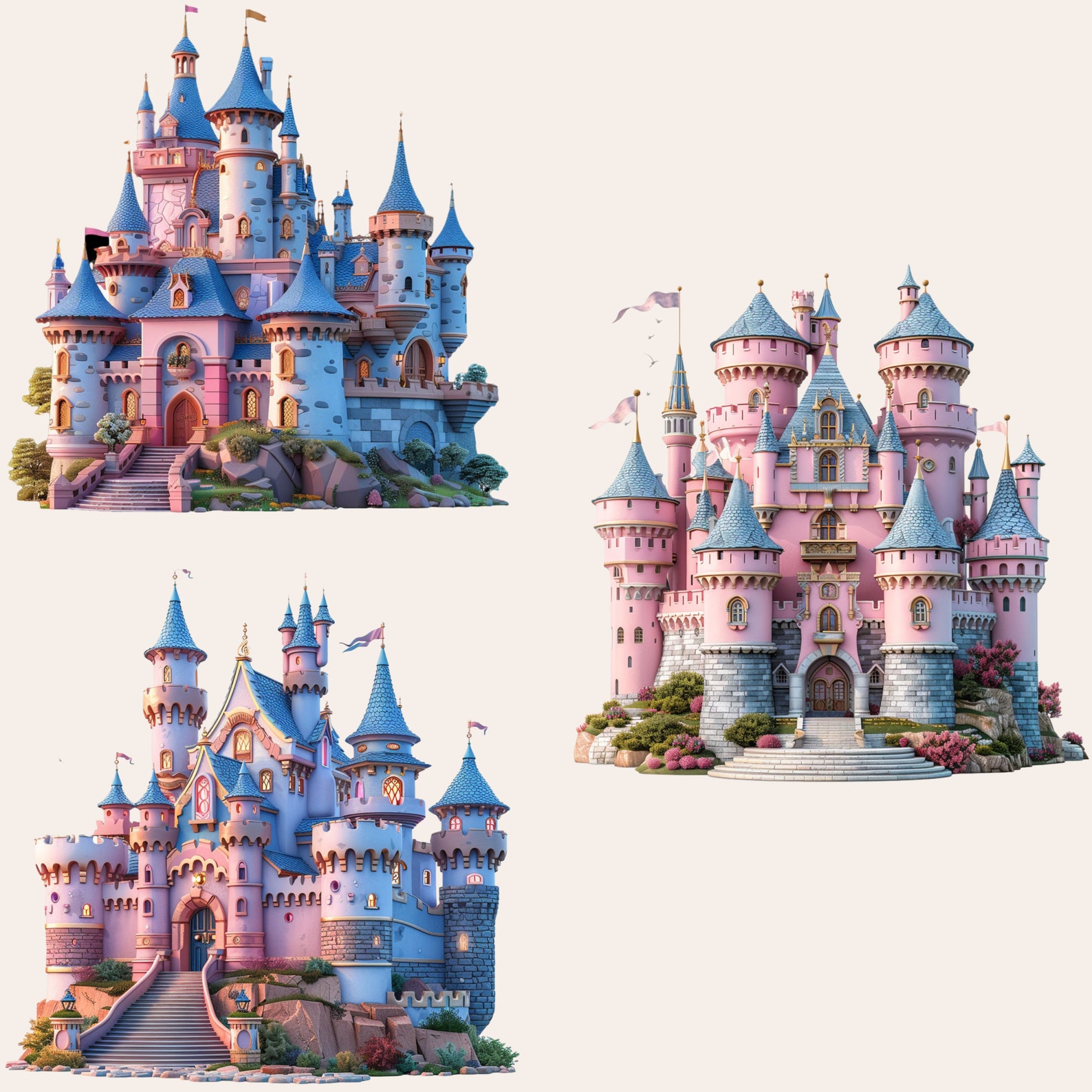 20 Princess Castle Clipart Bundle, Fairytale Princess Castle PNG ...