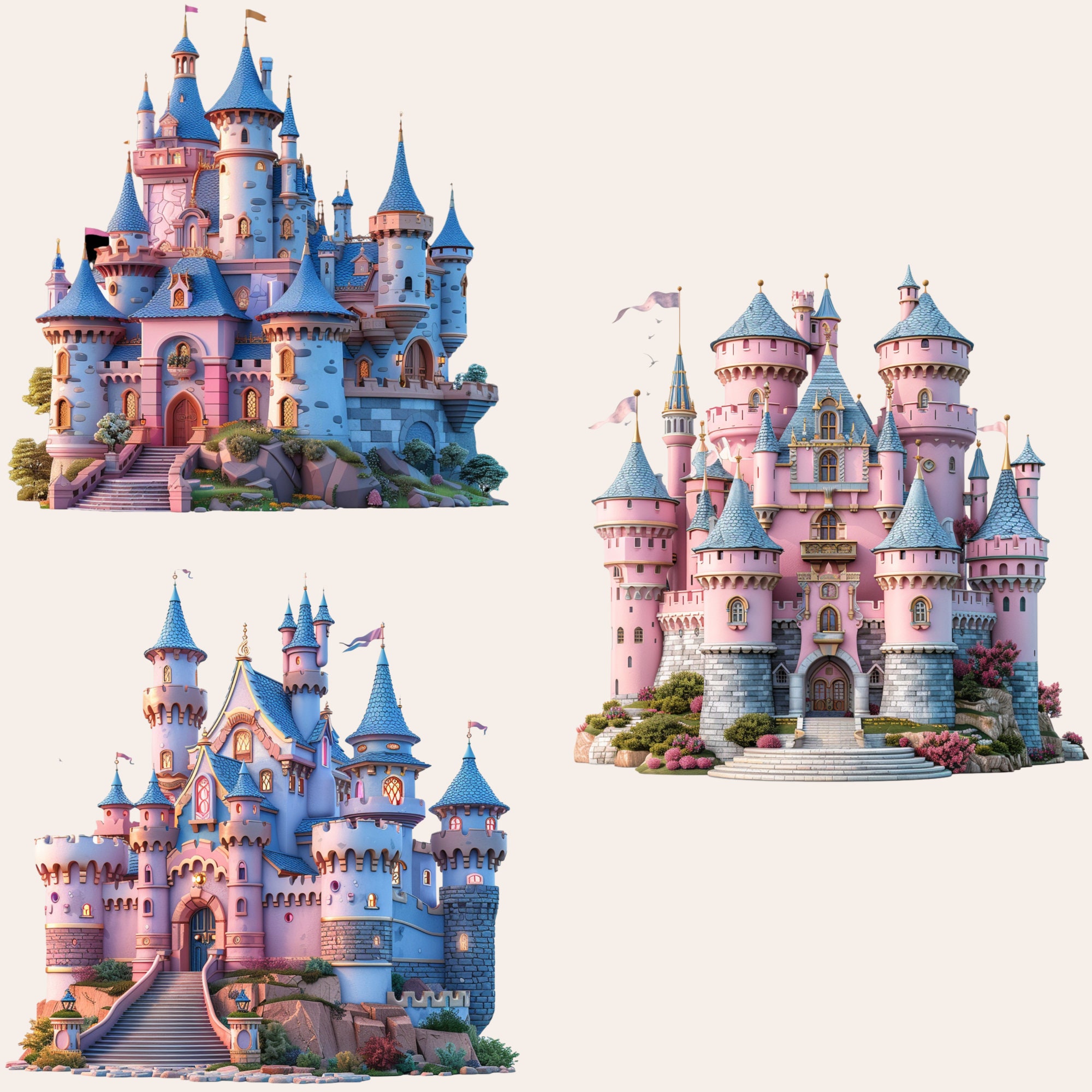 20 Princess Castle Clipart Bundle, Fairytale Princess Castle PNG ...