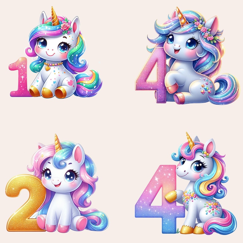 19 Birthday Unicorn Clipart, Cute Baby Unicorn PNG, Birthday Unicorn ...
