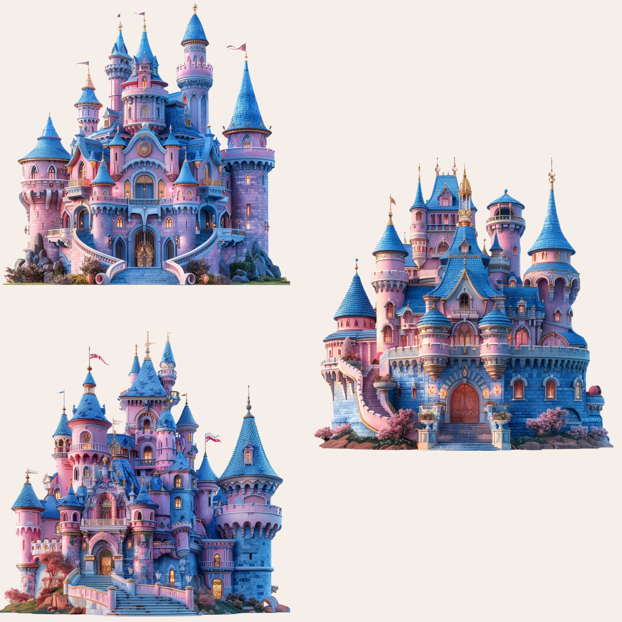20 Princess Castle Clipart Bundle, Fairytale Princess Castle PNG ...