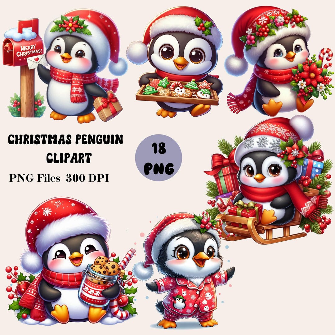 18 Winter Penguin Clipart, Christmas Penguin PNG, Cute Penguin Clipart ...