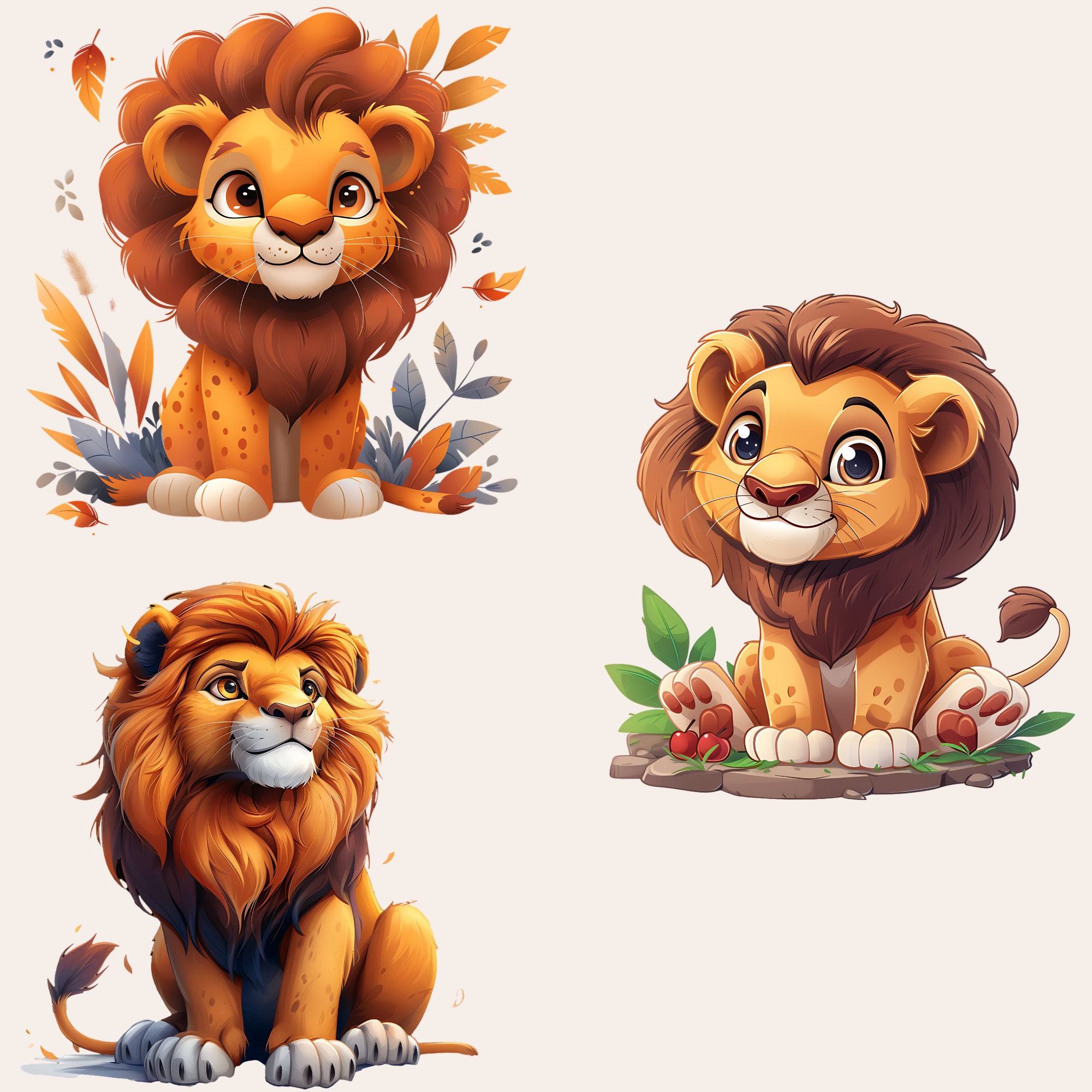 36 Lion Clipart PNG, Lions Clipart Bundle, Safari Animals PNG, Lion ...