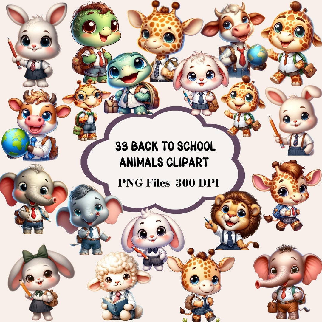 33 Back to School Animals Clipart, School Animals Clipart, Cute Animals ...