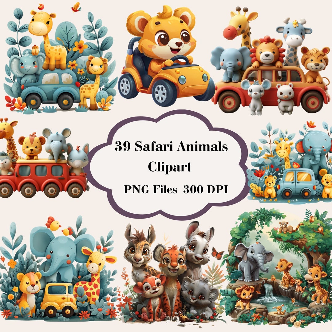 39 Safari Animals Clipart Bundle, Safari Family Clipart, Jungle Animals ...