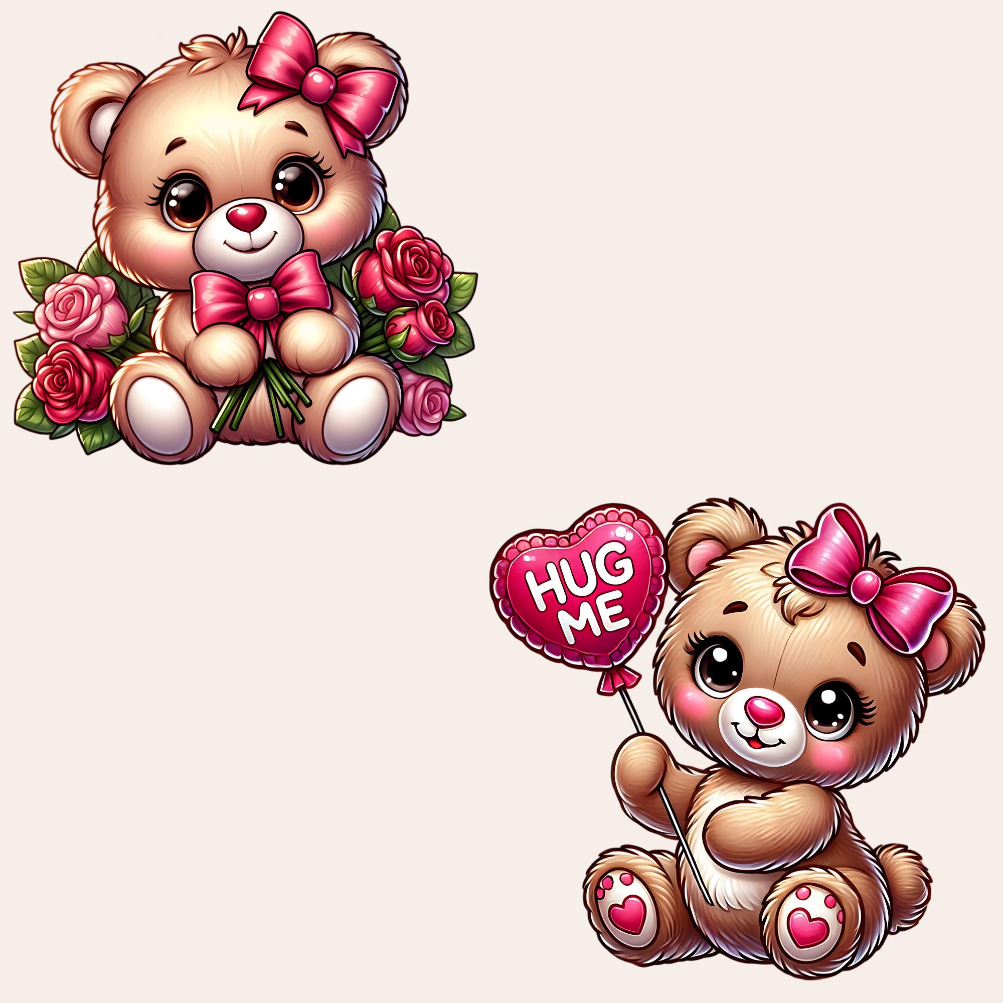 21 Valentine's Teddy Bear Clipart, Pink Valentines Tedy Bear PNG, Love ...