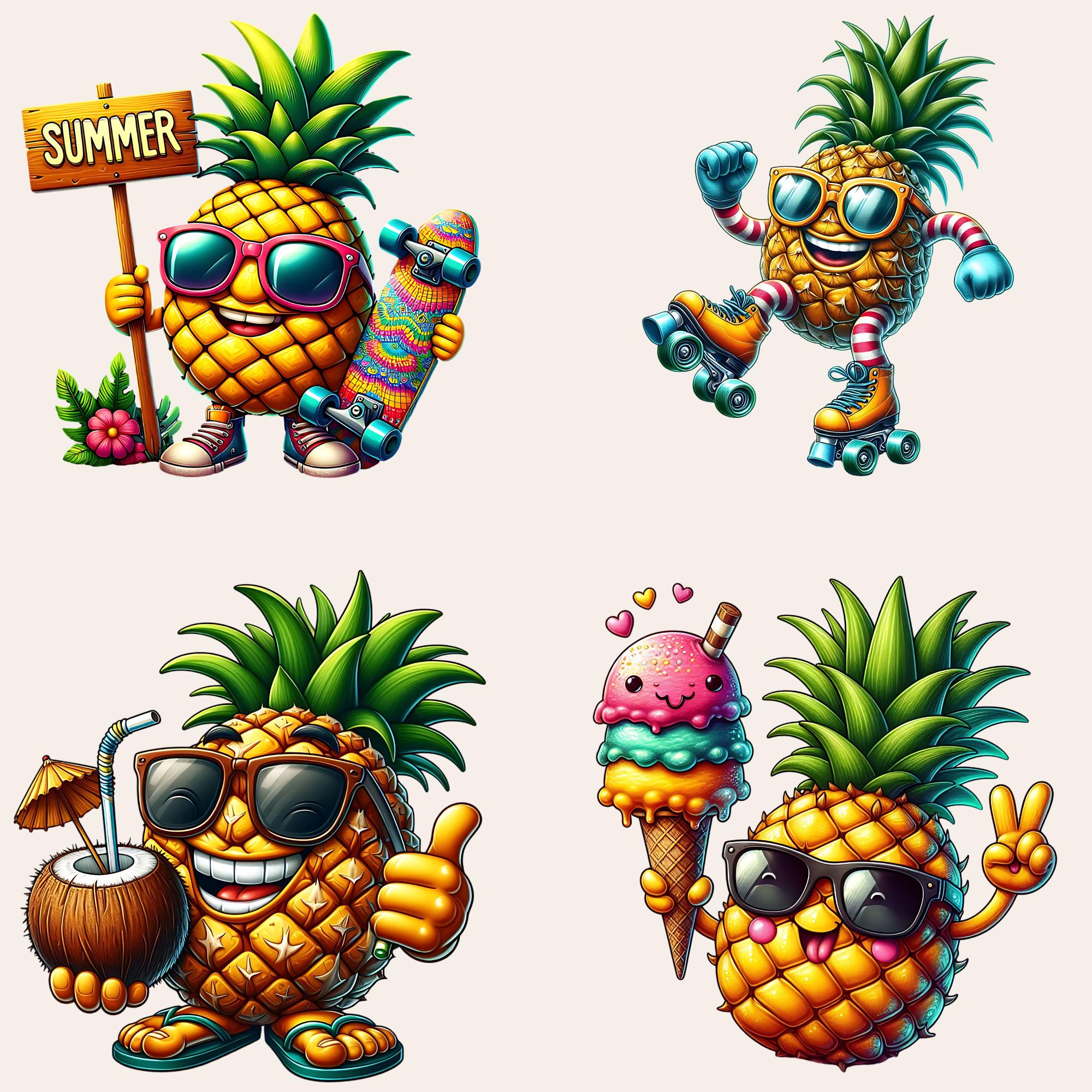 22 Funny Pineapple Clipart, Cute Pineapple Clipart, Funny Summer Fruits ...