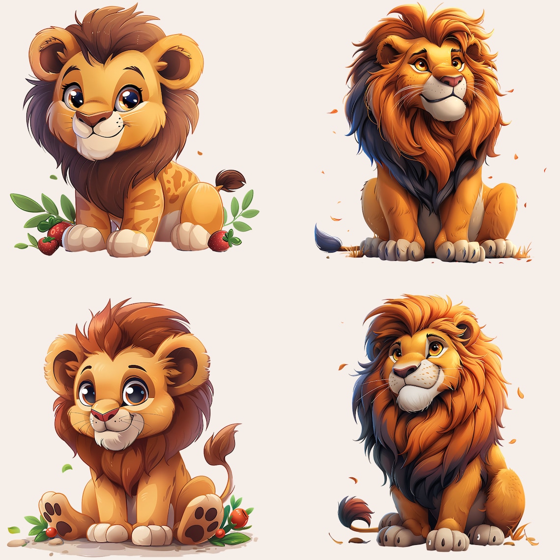 36 Lion Clipart PNG, Lions Clipart Bundle, Safari Animals PNG, Lion ...