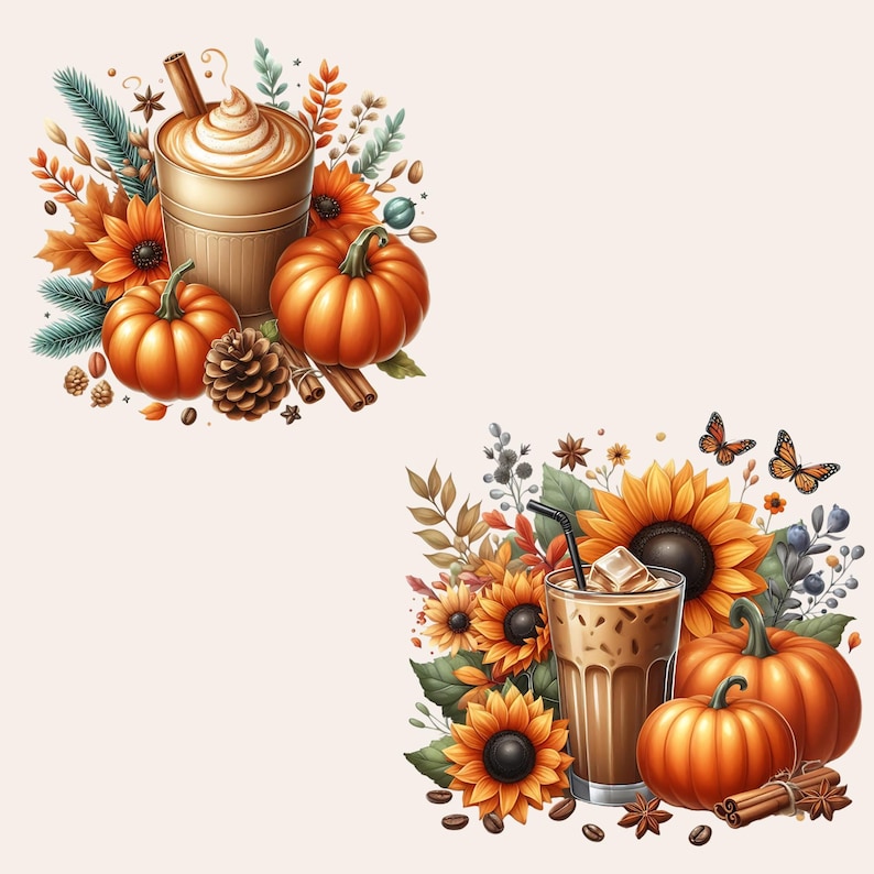 16 Autumn Coffee Clipart, Hello Fall Ice Coffee PNG, Fall Coffee PNG ...