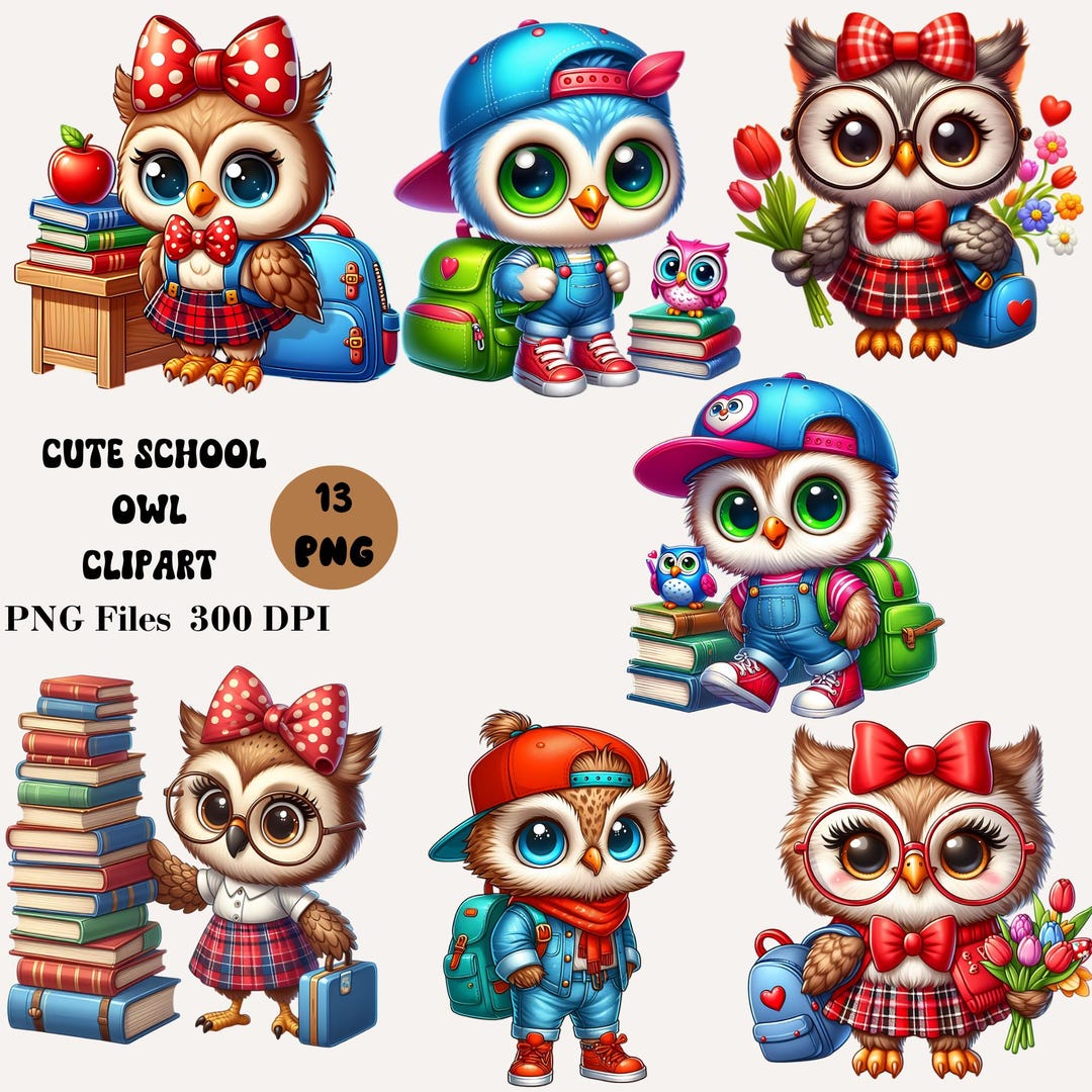13 School Owl Clipart, Back to School Clipart, Cute School Owl PNG ...