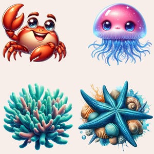 25 Under the Sea Animals Clipart, Cute Ocean Animals Clipart, Sea ...