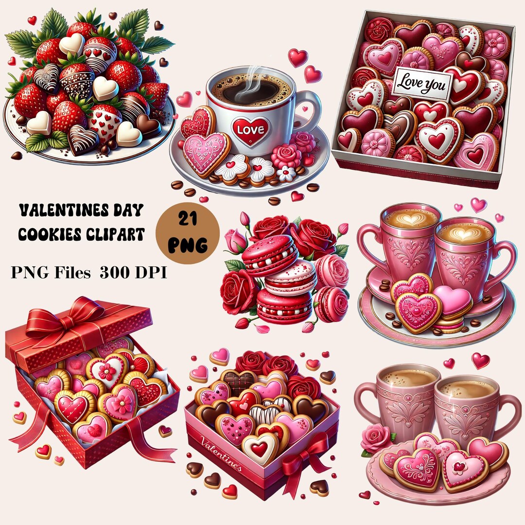 21 Valentine's Day Cookies Clipart, Sweet Valentines Collection Clipart ...
