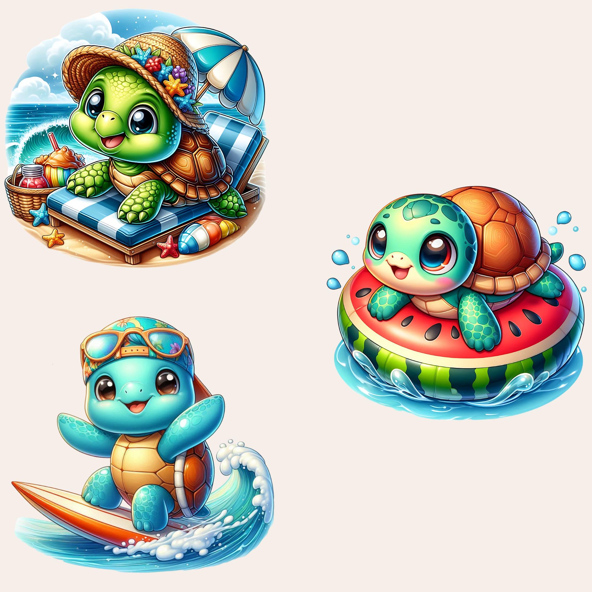 15 Summer Baby Turtle Clipart, Beach Turtle Clipart, Cute Sea Turtle ...