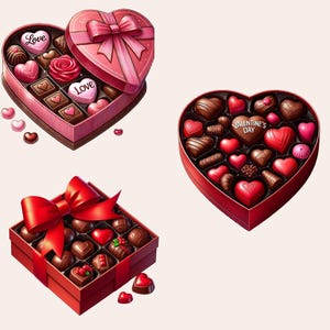 18 Valentine’s Day Chocolate Box Clipart, Valentine's Chocolates PNG ...