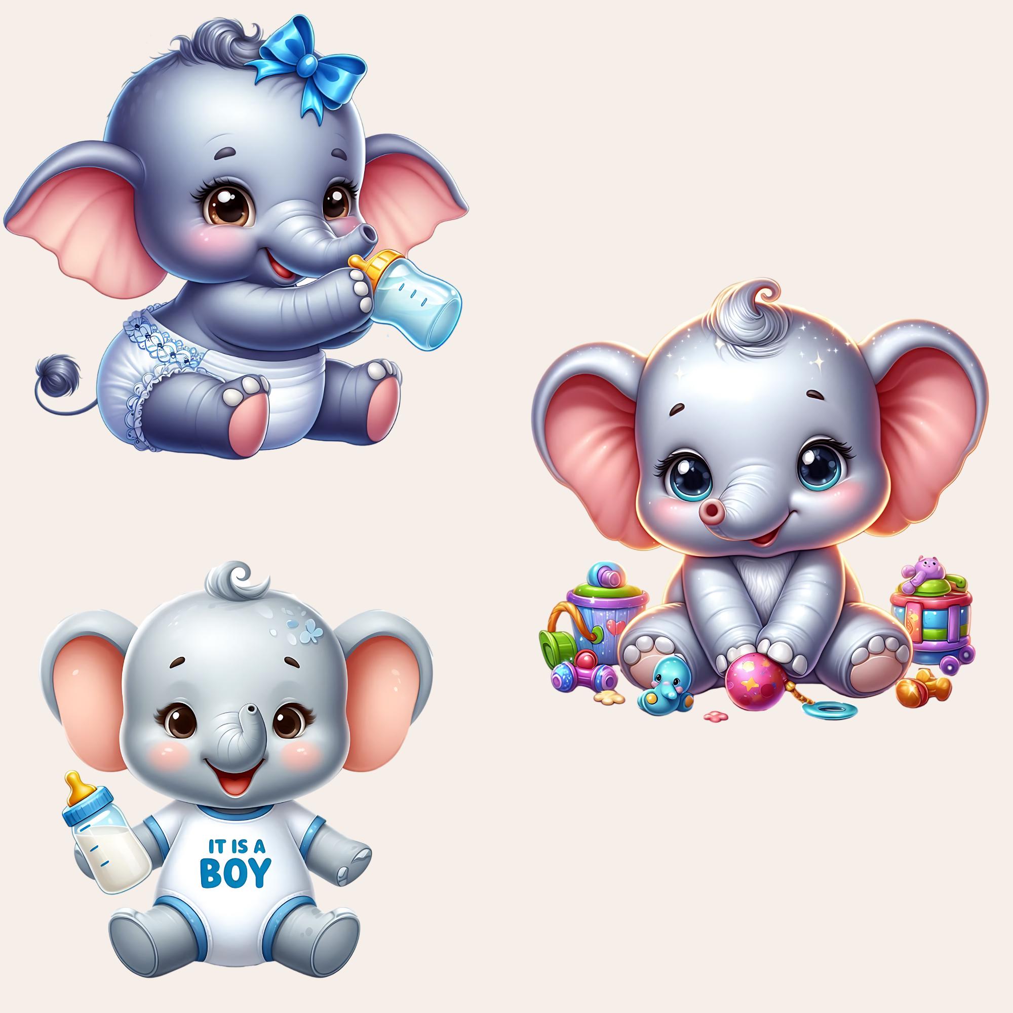 17 Blue Baby Elephant Clipart, Baby Shower Clipart for Boy, Boy ...