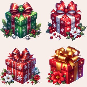 24 Christmas Presents Clipart, Christmas Presents PNG Bundle, Christmas ...