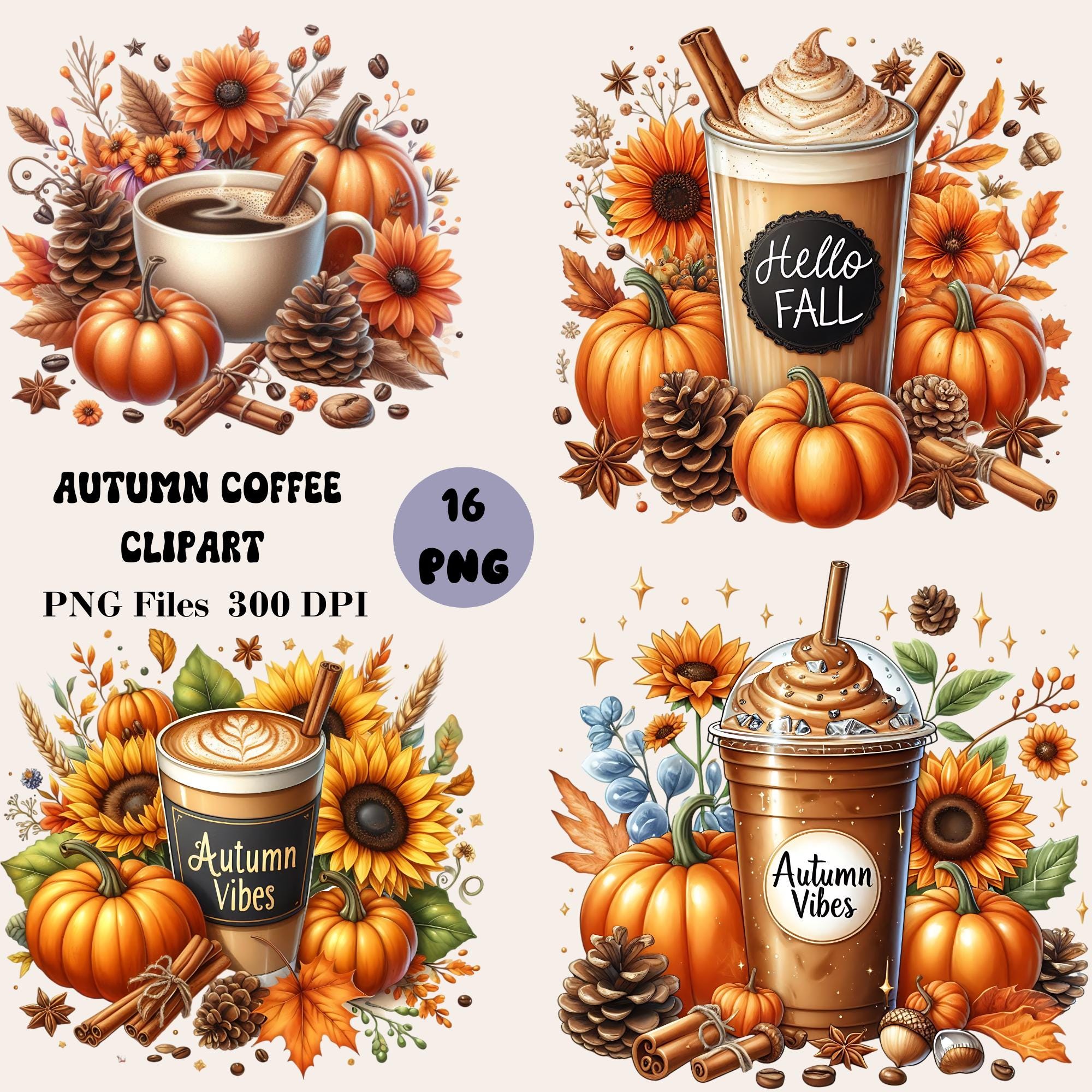 16 Autumn Coffee Clipart, Hello Fall Ice Coffee PNG, Fall Coffee PNG ...