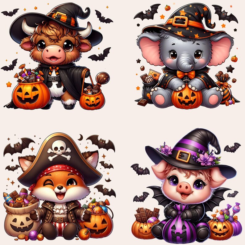 22 Halloween Animals Clipart, Cute Halloween Animals PNG, Halloween ...