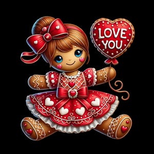 21 Valentines Gingerbread Clipart, Sweet Valentines Gingerbread ...