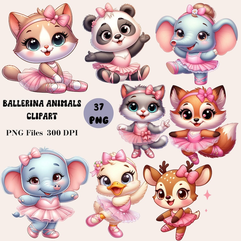 37 Ballerina Animals Clipart, Cute Dancing Animals Clipart, Ballerina ...