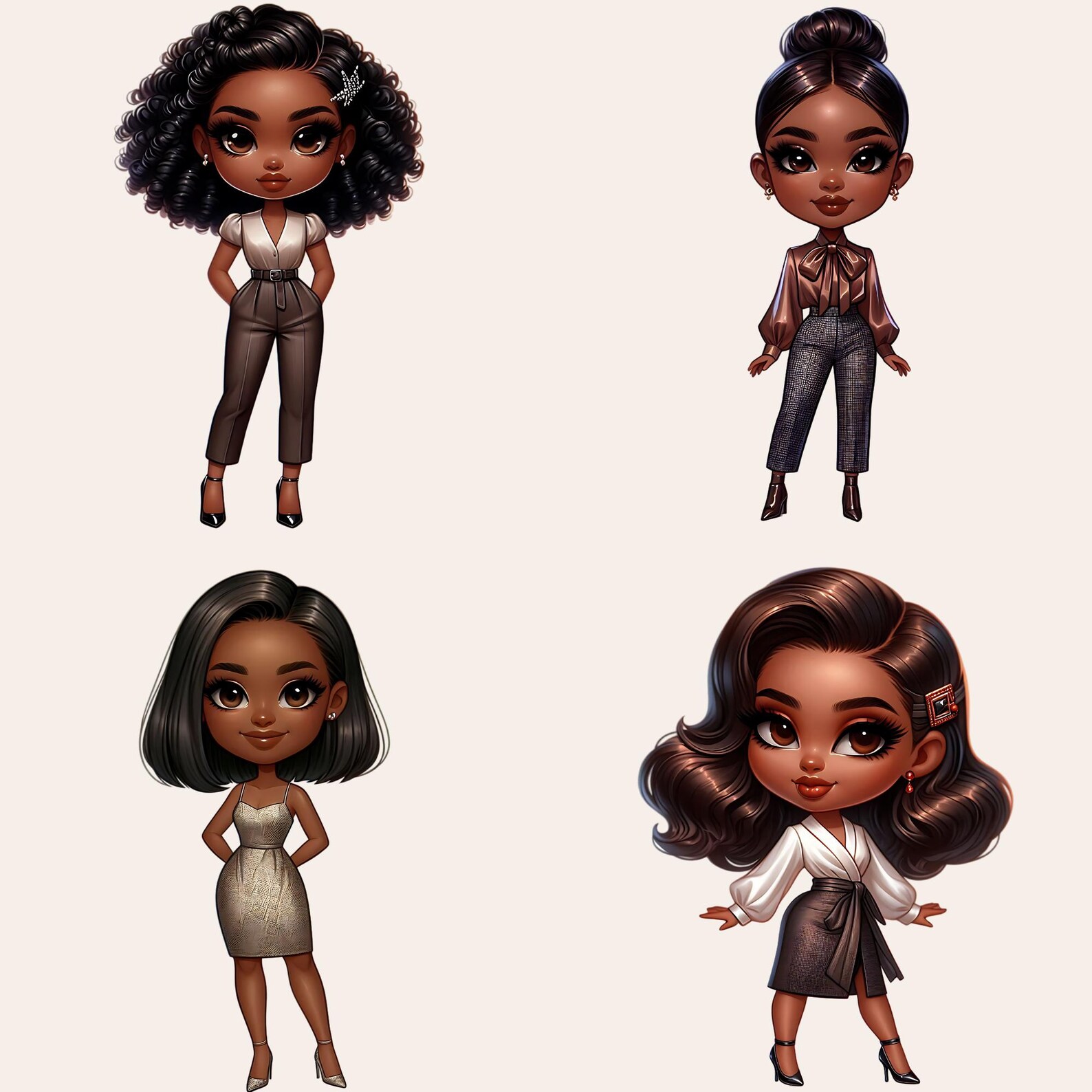 23 Business Chibi Girl Clipart, Black Chibi Girl Clipart, Chibi Doll ...