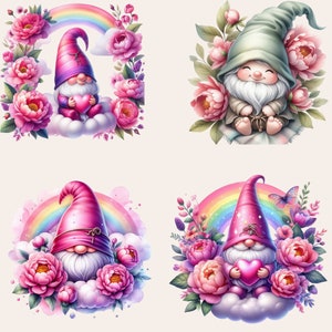 21 Pastel Gnomes Clipart Bundle, Floral Gnome Clipart, Cute Gnome PNG ...