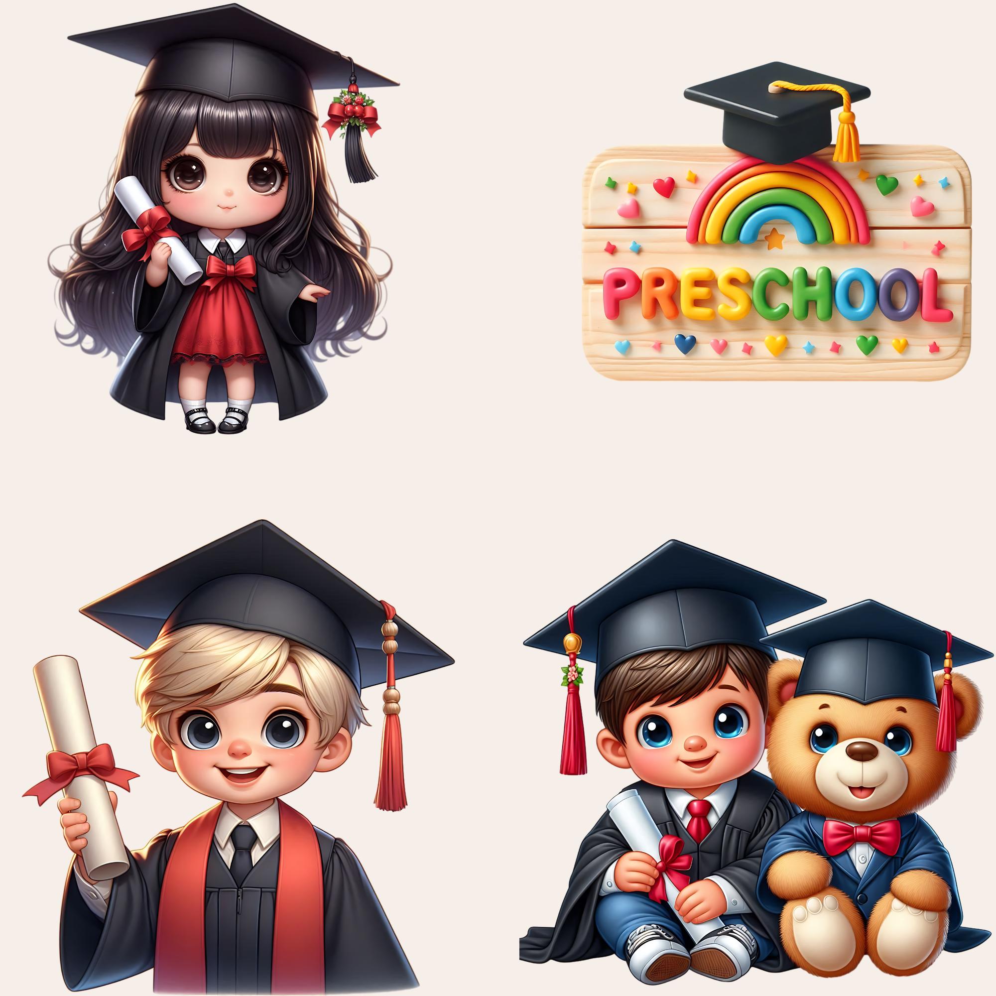 21 Graduation Boys and Girls Clipart, Preschool Graduation Clipart ...