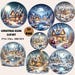 24 Round Christmas Landscape Clipart, Christmas Scene Clipart, Winter ...