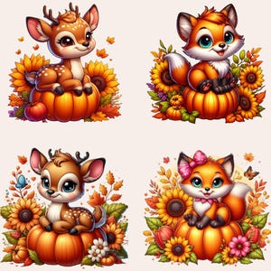 30 Cute Fall Animals Clipart, Autumn Baby Animals PNG, Fall Woodland ...