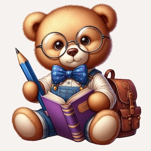 15 Back to School Teddy Bear Clipart, School Bear PNG, Back to School ...