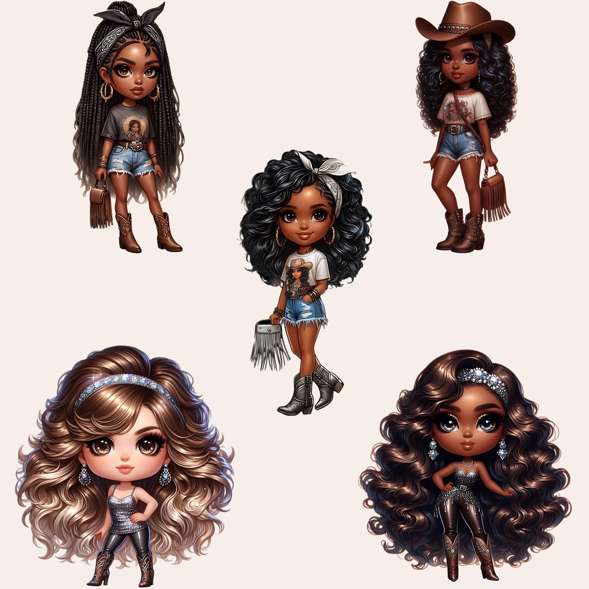 28 Black Chibi Girl Clipart, Chibi Girl PNG Bundle, Cute Chibi Doll ...