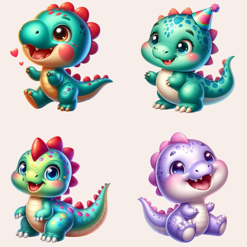 25 Dinosaurs Clipart Bundle, Cute Dinosaur Clipart, Dinosaur ...
