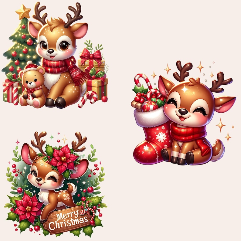 19 Christmas Reindeer Clipart, Cute Christmas Reindeer PNG, Reindeer ...