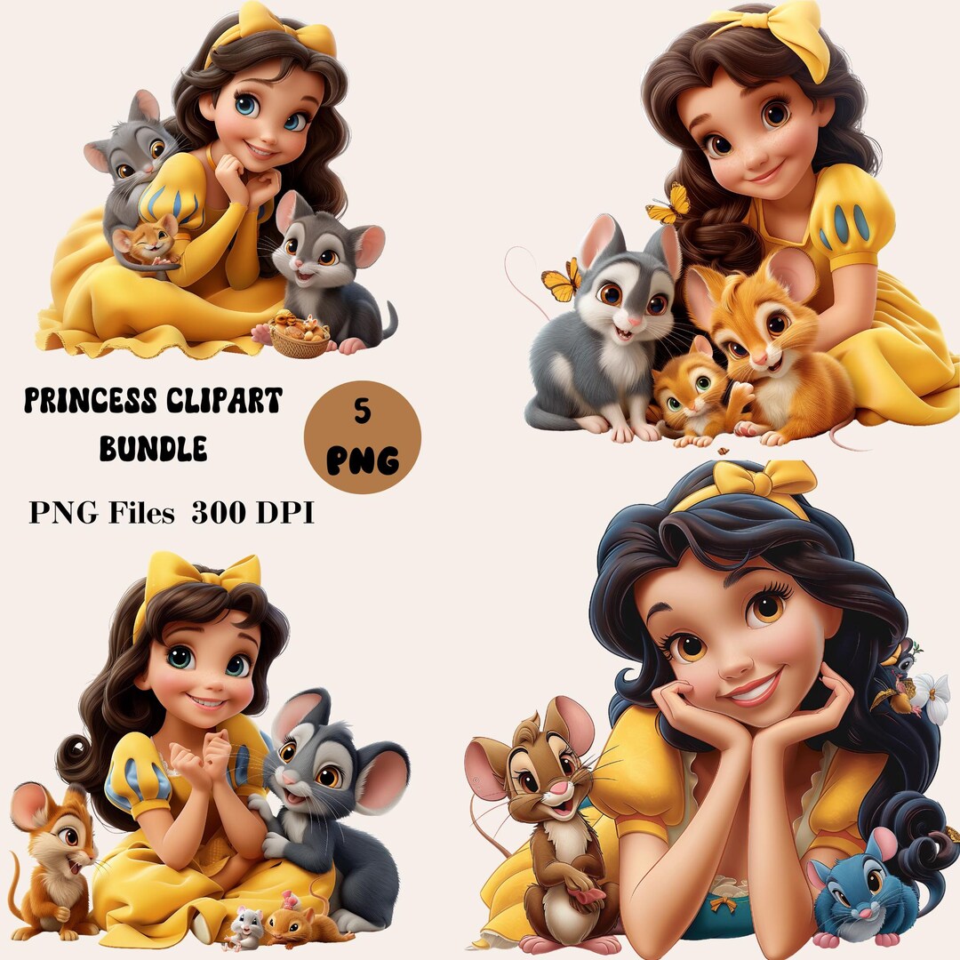 5 Princess Bundle PNG, Cute Princess Clipart Bundle, Princess ...