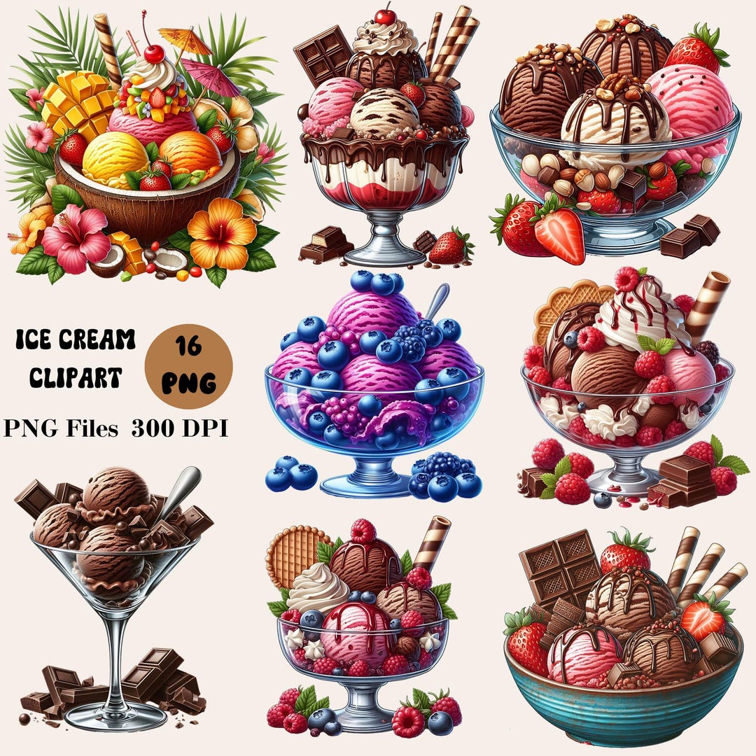 16 Ice Cream Clipart, Delicious Ice Cream Graphics, Strawberry Ice ...