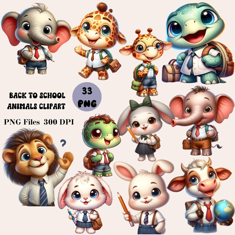 33 Back to School Animals Clipart, School Animals Clipart, Cute Animals ...