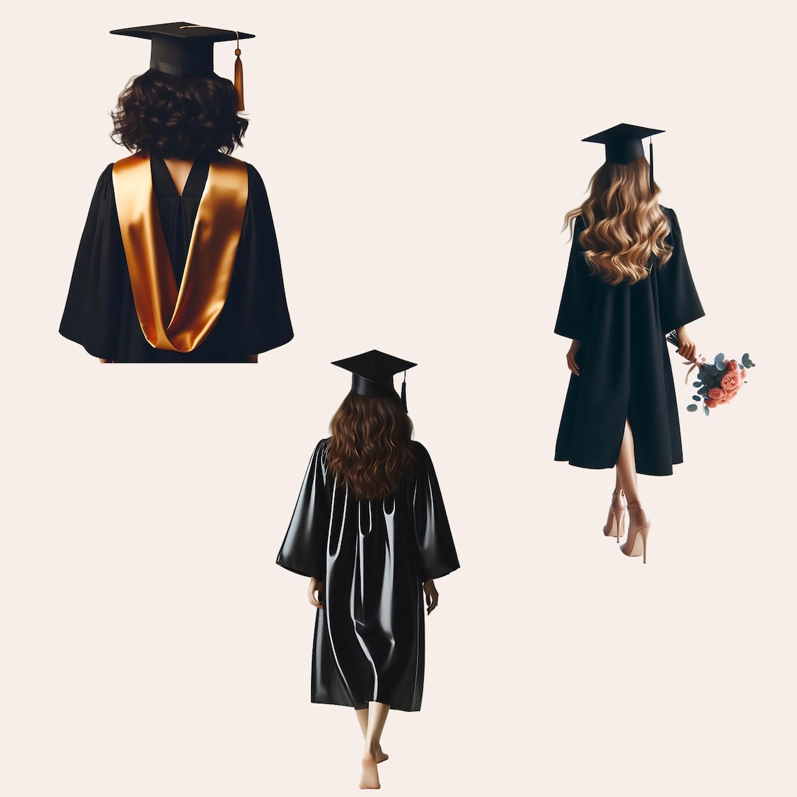 20 Graduation Girl Clipart Bundle, Female Graduate Illustrations ...