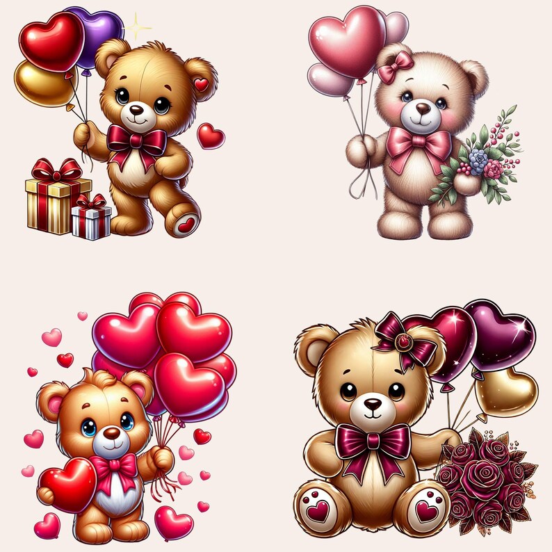 17 Valentine's Day Teddy Bear Clipart, Teddy Bear With Balloons Clipart ...