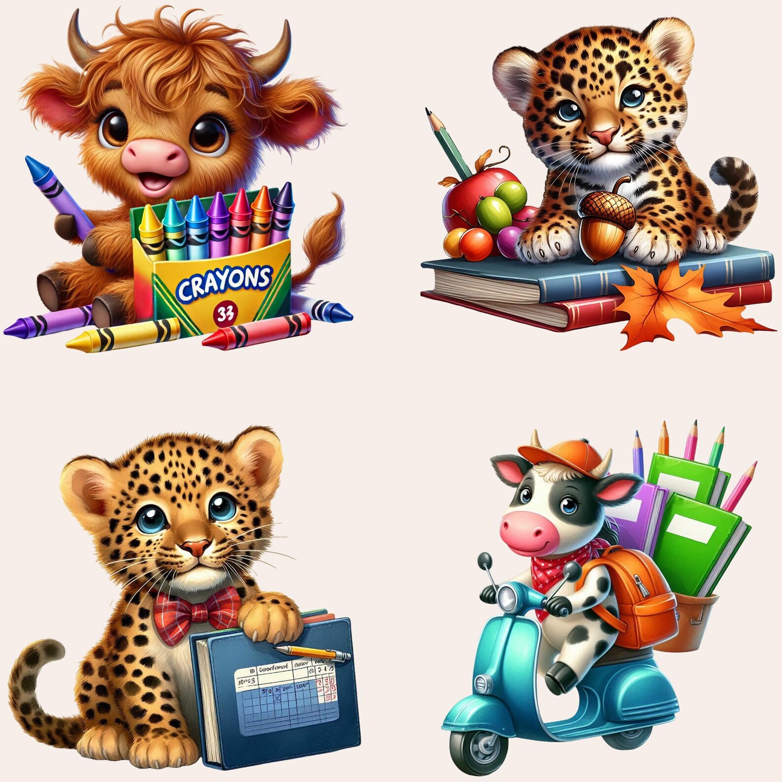 26 Back to School Animals Clipart, Cute School Animals Clipart, Back to ...