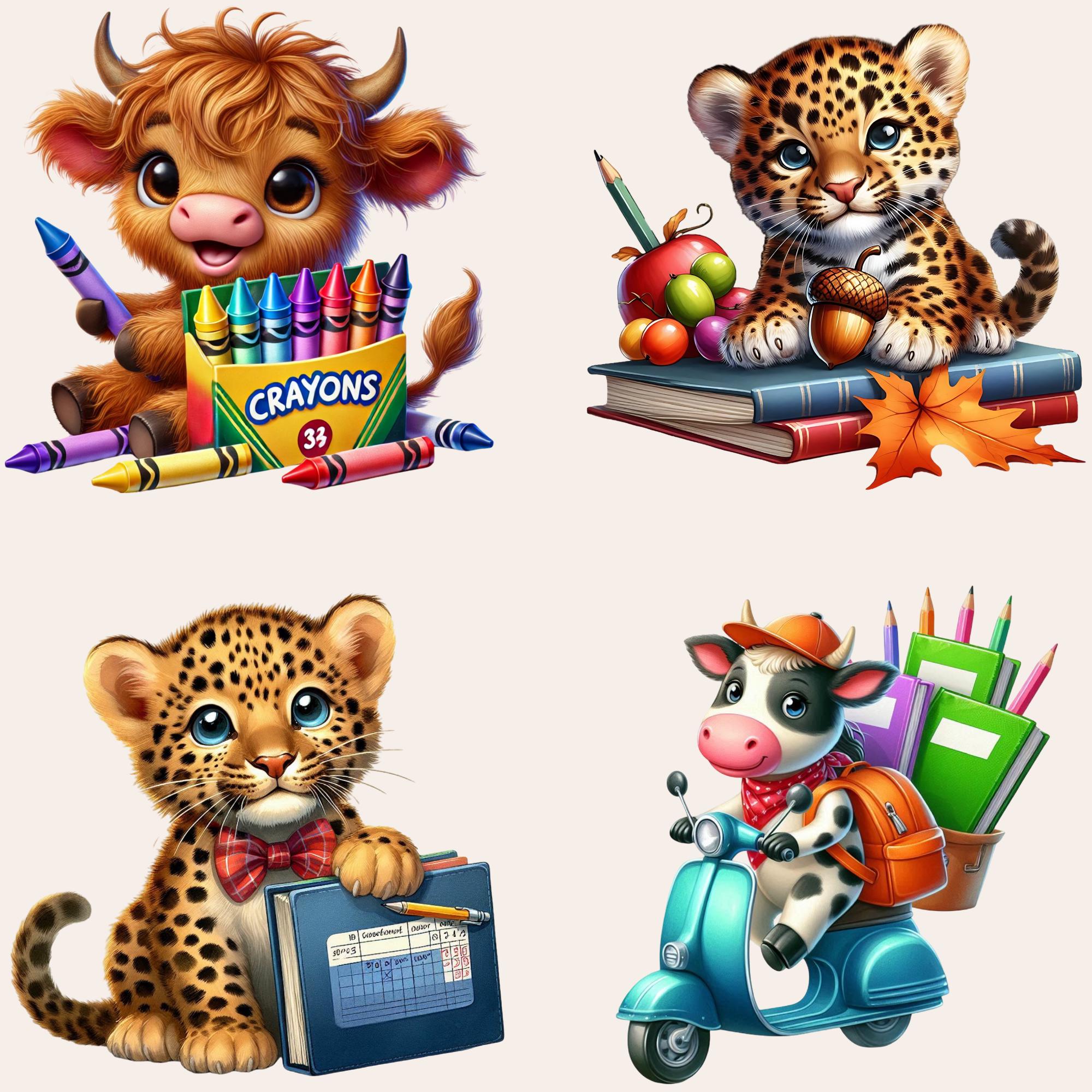 26 Back to School Animals Clipart, Cute School Animals Clipart, Back to ...