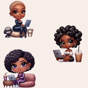 23 Black Chibi Girl Clipart, Working Chibi Girl Clipart, Black Girl ...