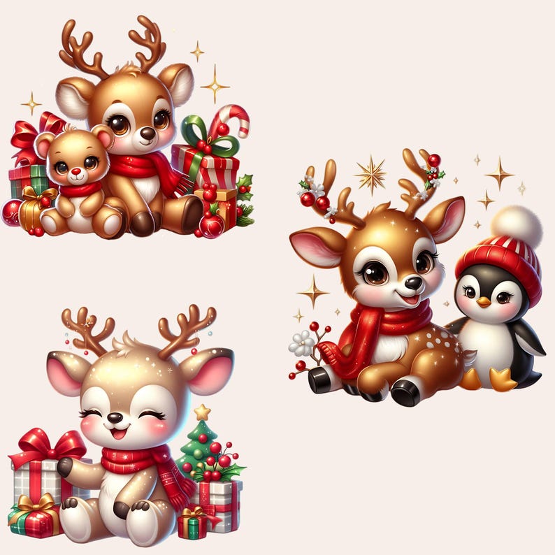 19 Christmas Reindeer Clipart, Cute Christmas Reindeer PNG, Reindeer ...